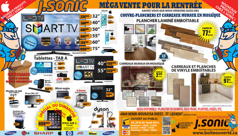 J.Sonic: Méga vente pour la rentrée | lesventes.ca
